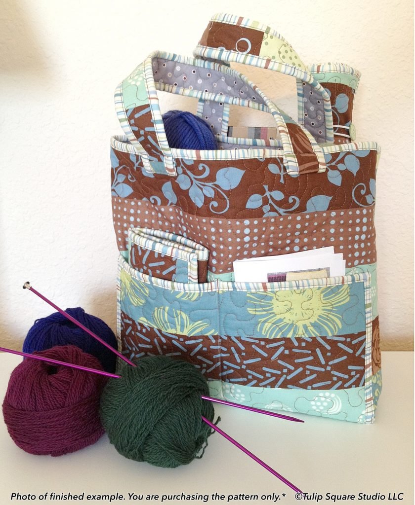 3 Piece Knitters Tote Set Quilted Organizer Pattern #522 - Tulip Square ...