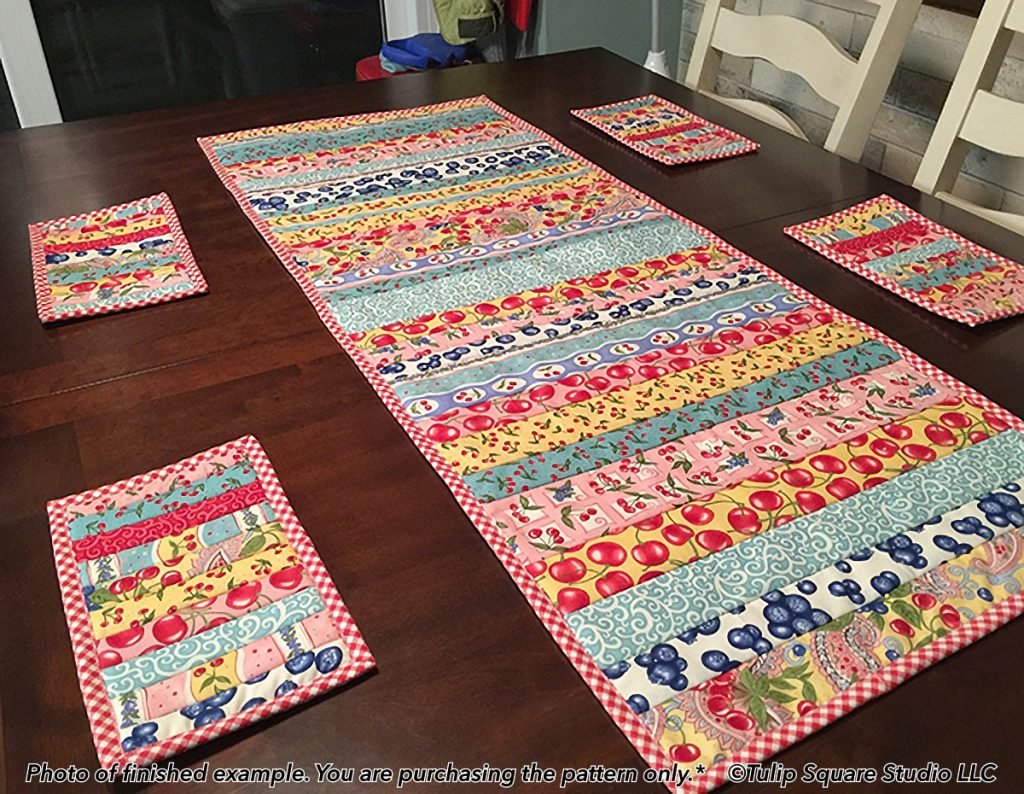 Easy Quilted Kitchen Set Table Runner Placemat Pattern #555 - Tulip ...