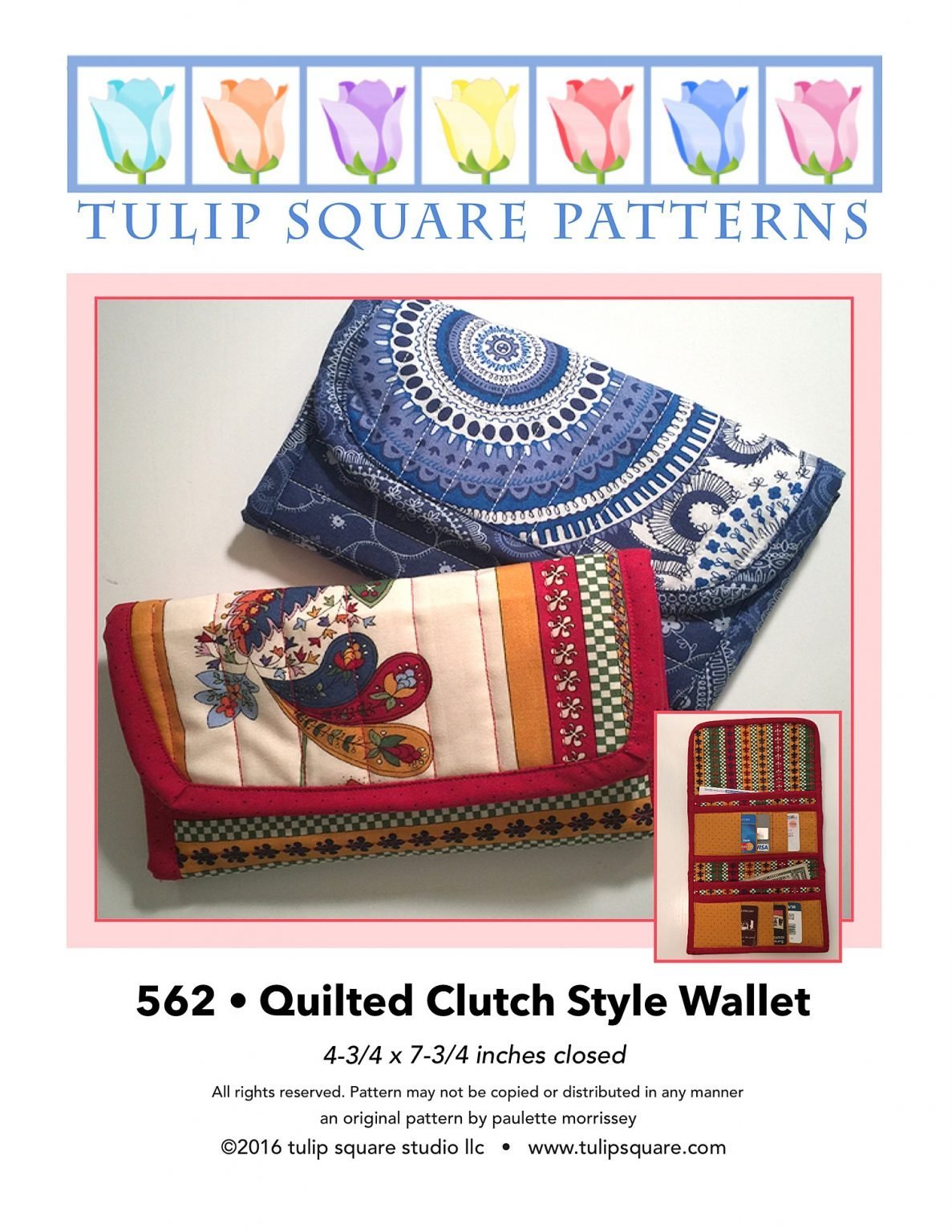 Quilted Clutch Style Wallet Sewing Pattern #562 - Tulip Square ...