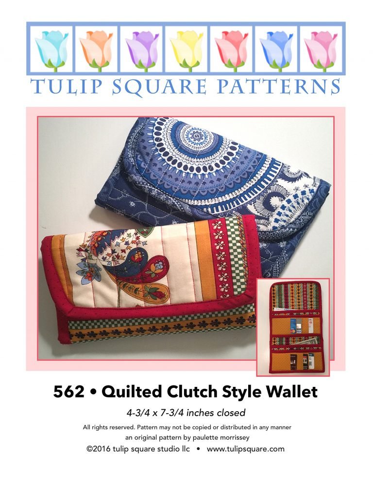 Quilted Clutch Style Wallet Sewing Pattern #562 - Tulip Square ...