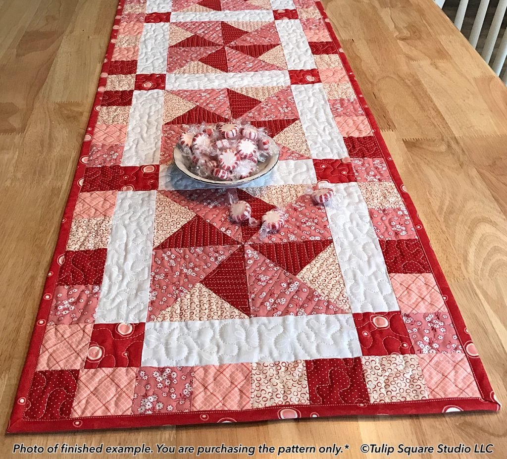 Peppermint Pinwheels Quilted Table Runner Pattern #566 - Tulip Square ...