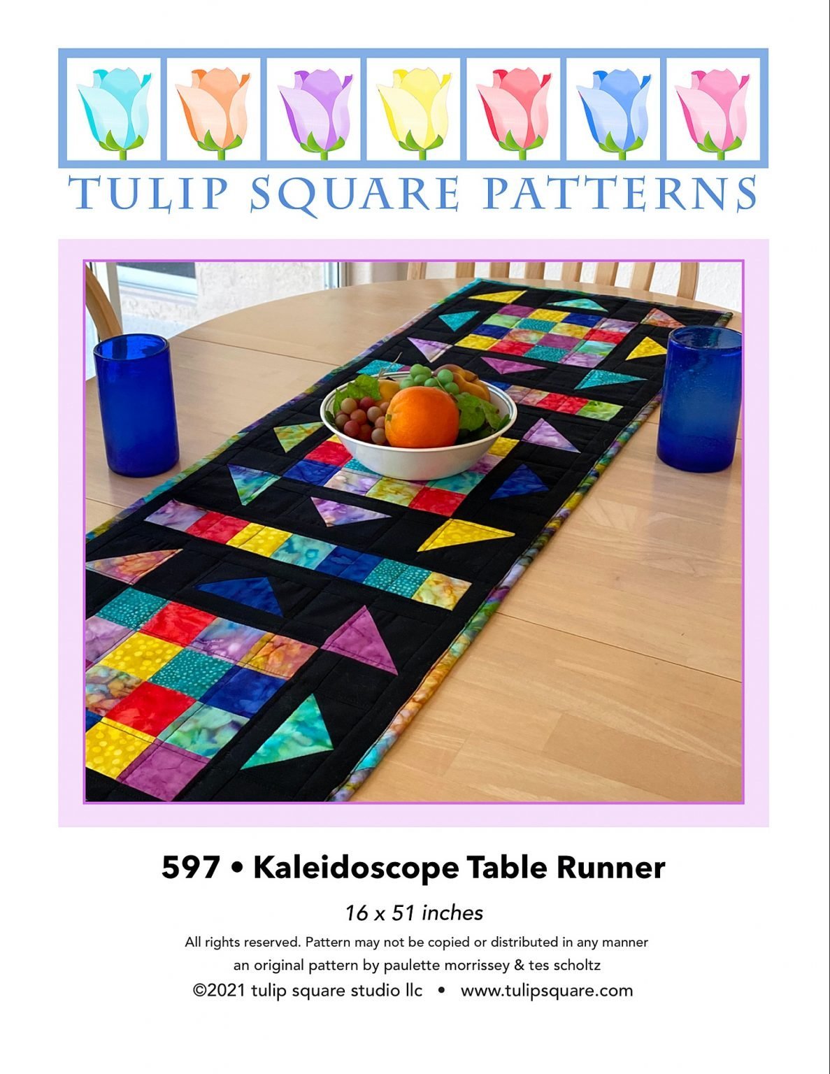 Kaleidoscope Quilted Table Runner Pattern #597 - Tulip Square ...