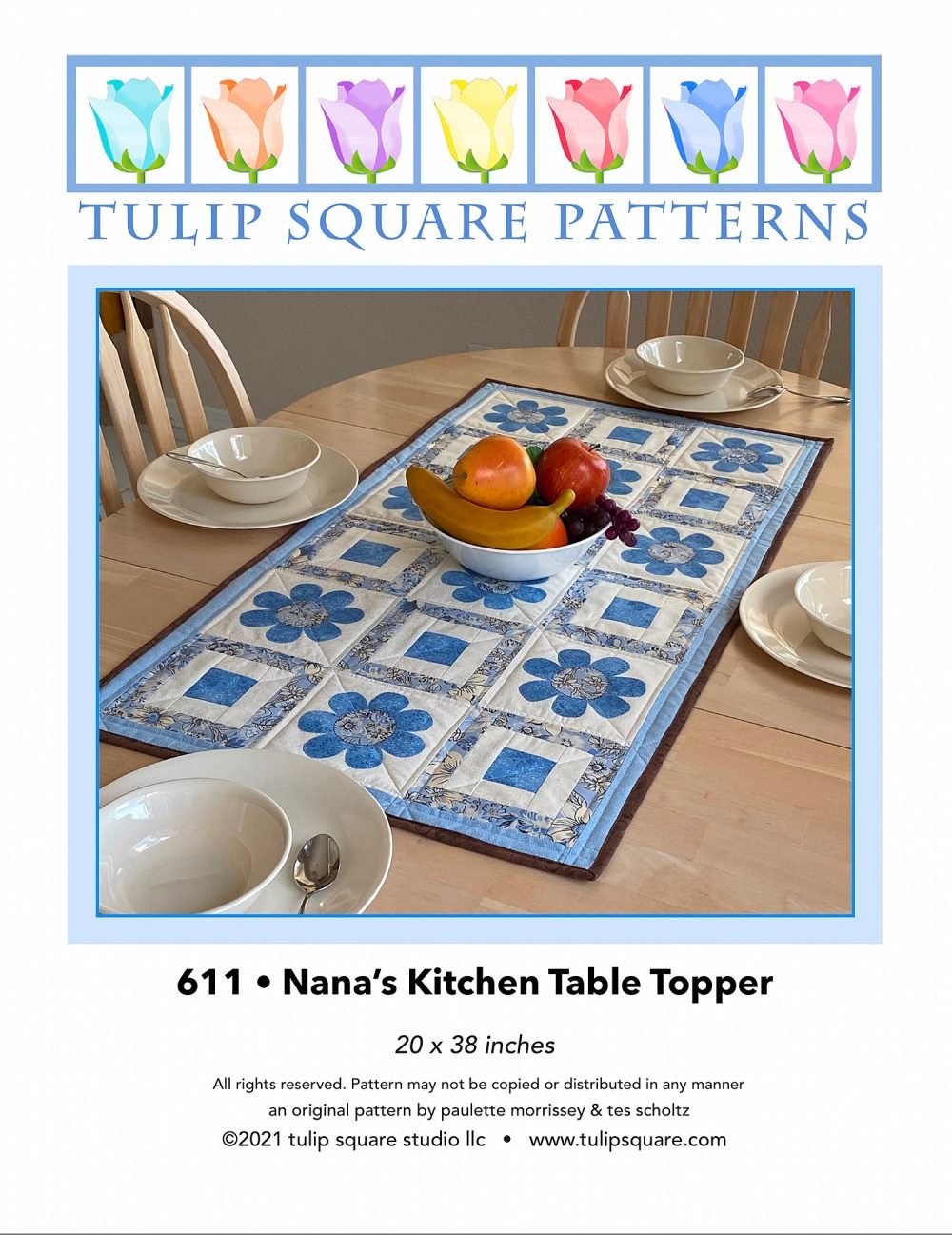 Nana's Kitchen Quilted Table Topper Pattern #611 - Tulip Square ...