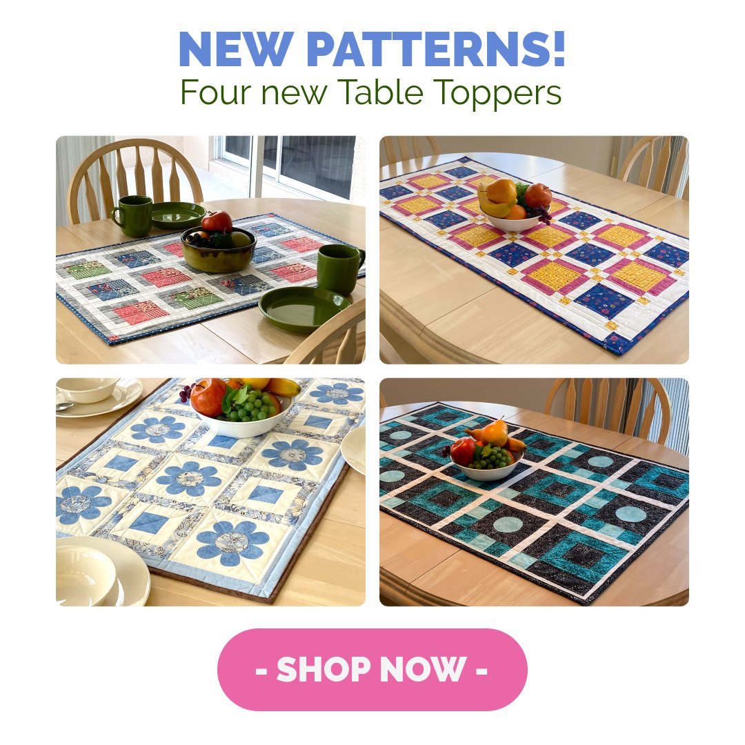 Four new unique quilted table topper patterns - Tulip Square ~ Patterns ...