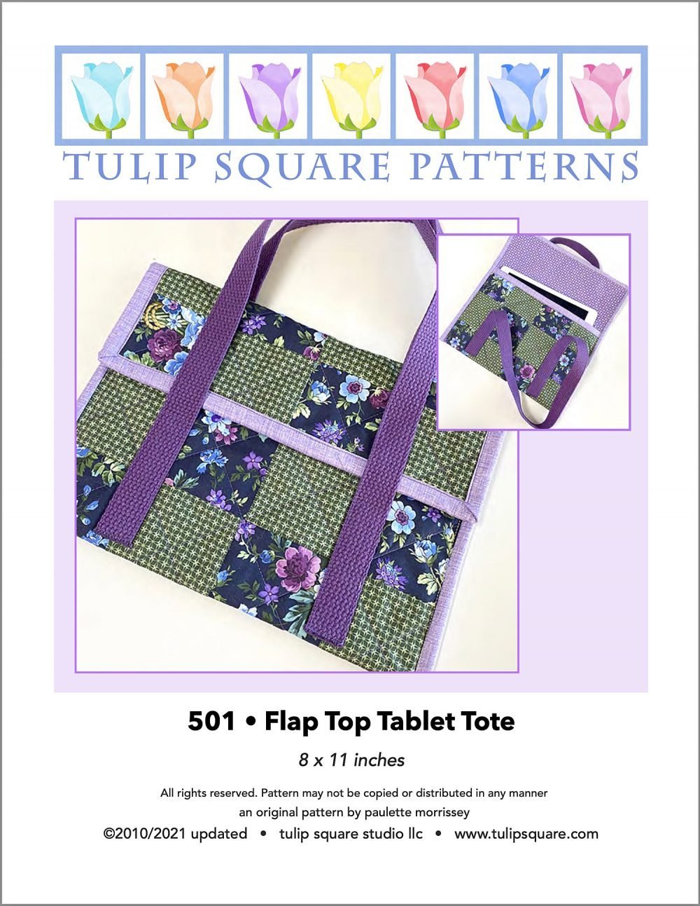 Flap Top Tablet Tote Quilted Bag Pattern #501 - Tulip Square ~ Patterns ...