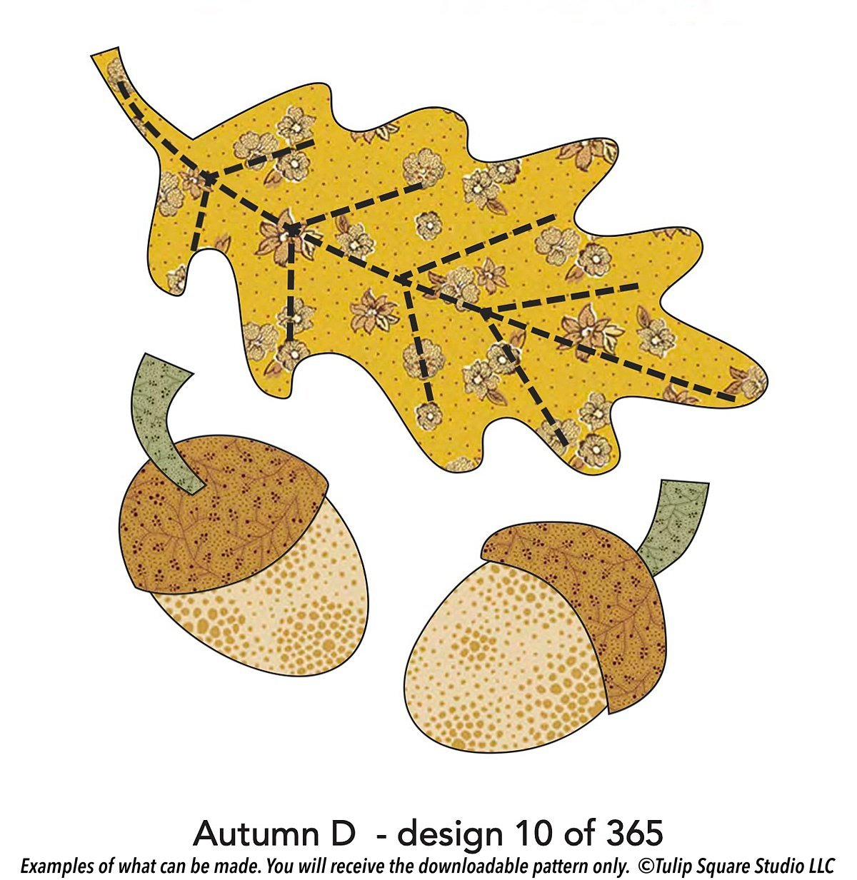 Autumn Leaf and Acorns Free Appliqué Pattern - TulipSquare.com