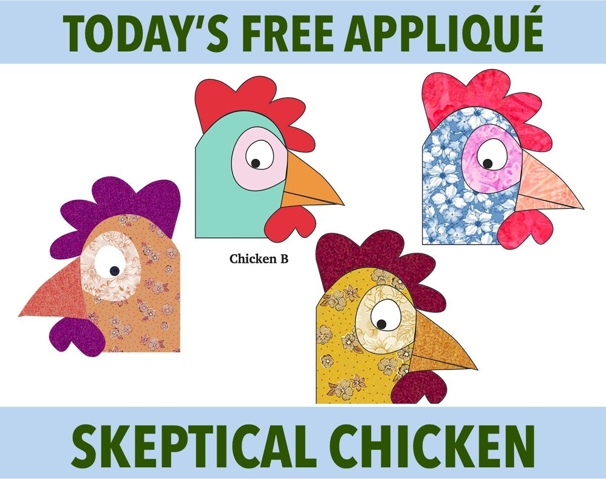 Funny Skeptical Chicken Free Appliqué Pattern - TulipSquare.com