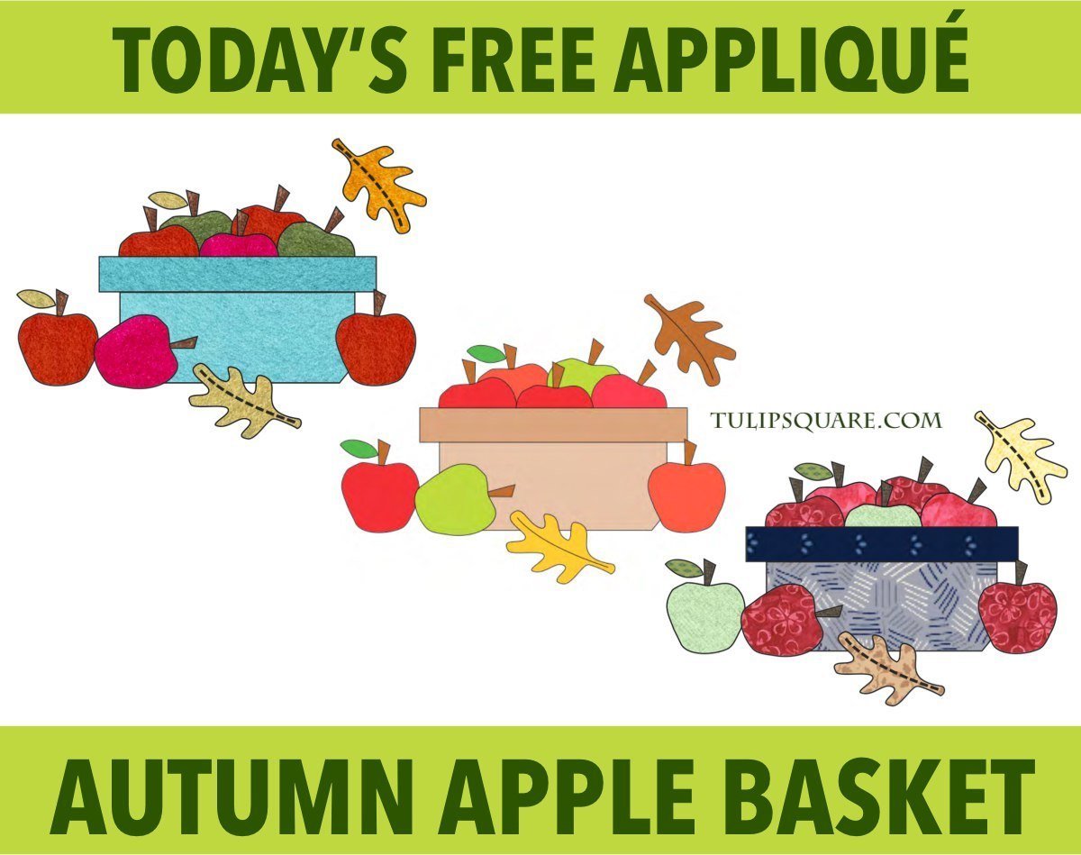 Free Autumn Apple Basket Appliqué Pattern - TulipSquare.com