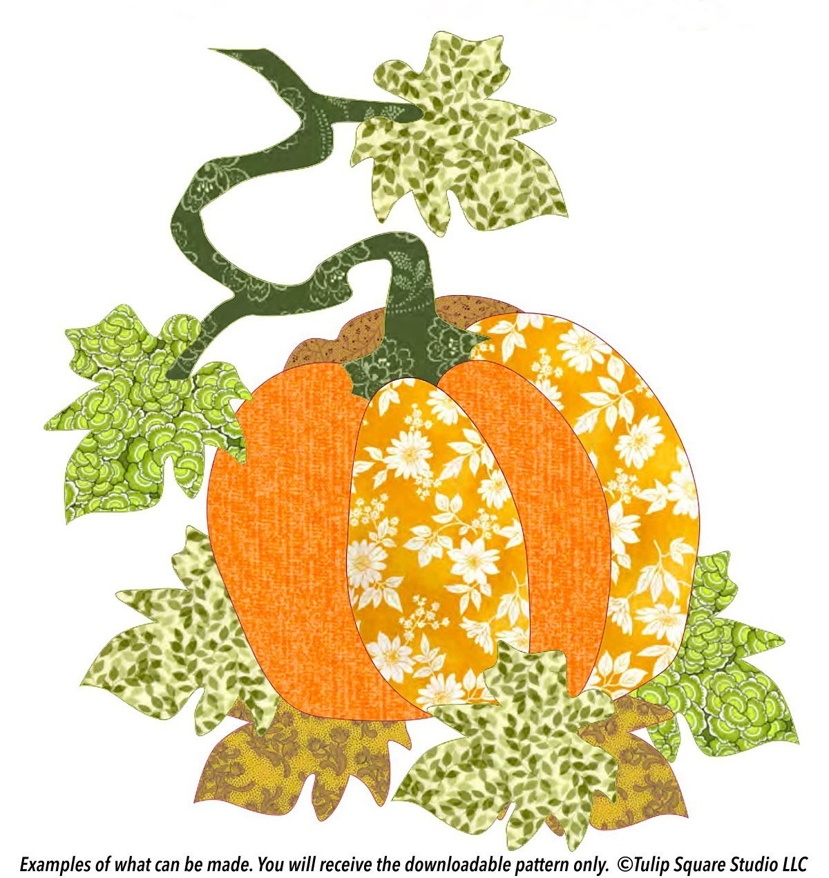 Pumpkin on the Vine Appliqué Pattern - TulipSquare.com