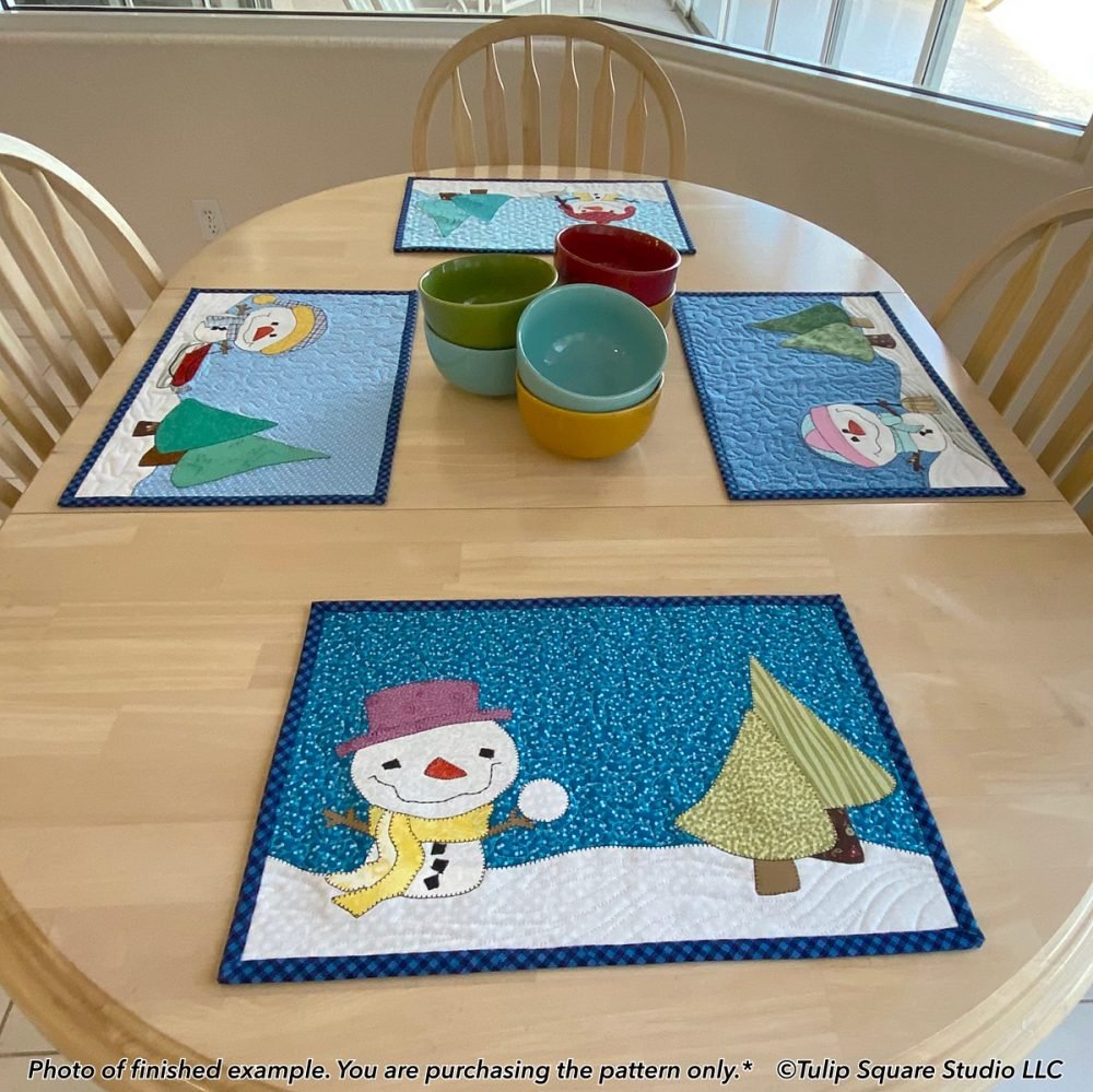 Frosty Friends Snowman Appliqué Winter Quilted Placemats Pattern #626 ...