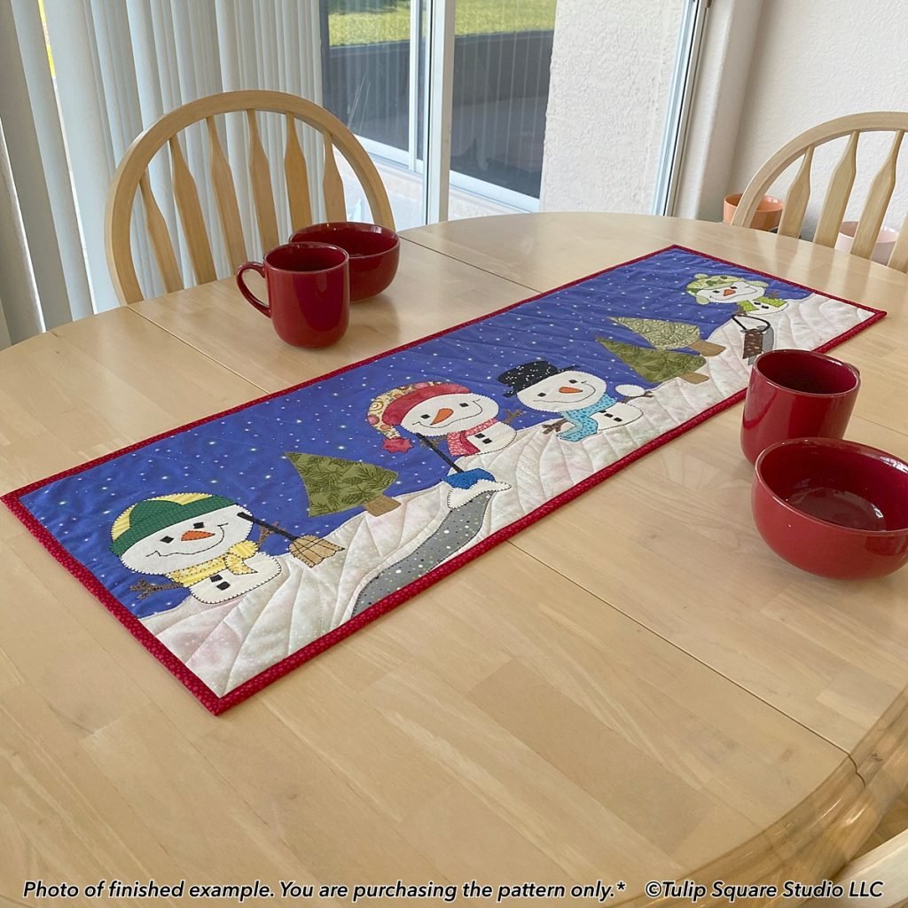 Frosty Friends Snowman Appliqué Winter Quilted Table Runner Pattern ...