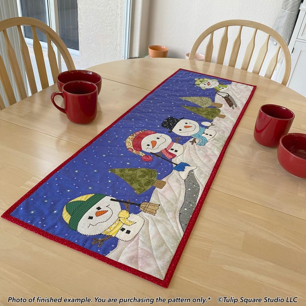 Frosty Friends Snowman Appliqué Winter Quilted Table Runner Pattern ...