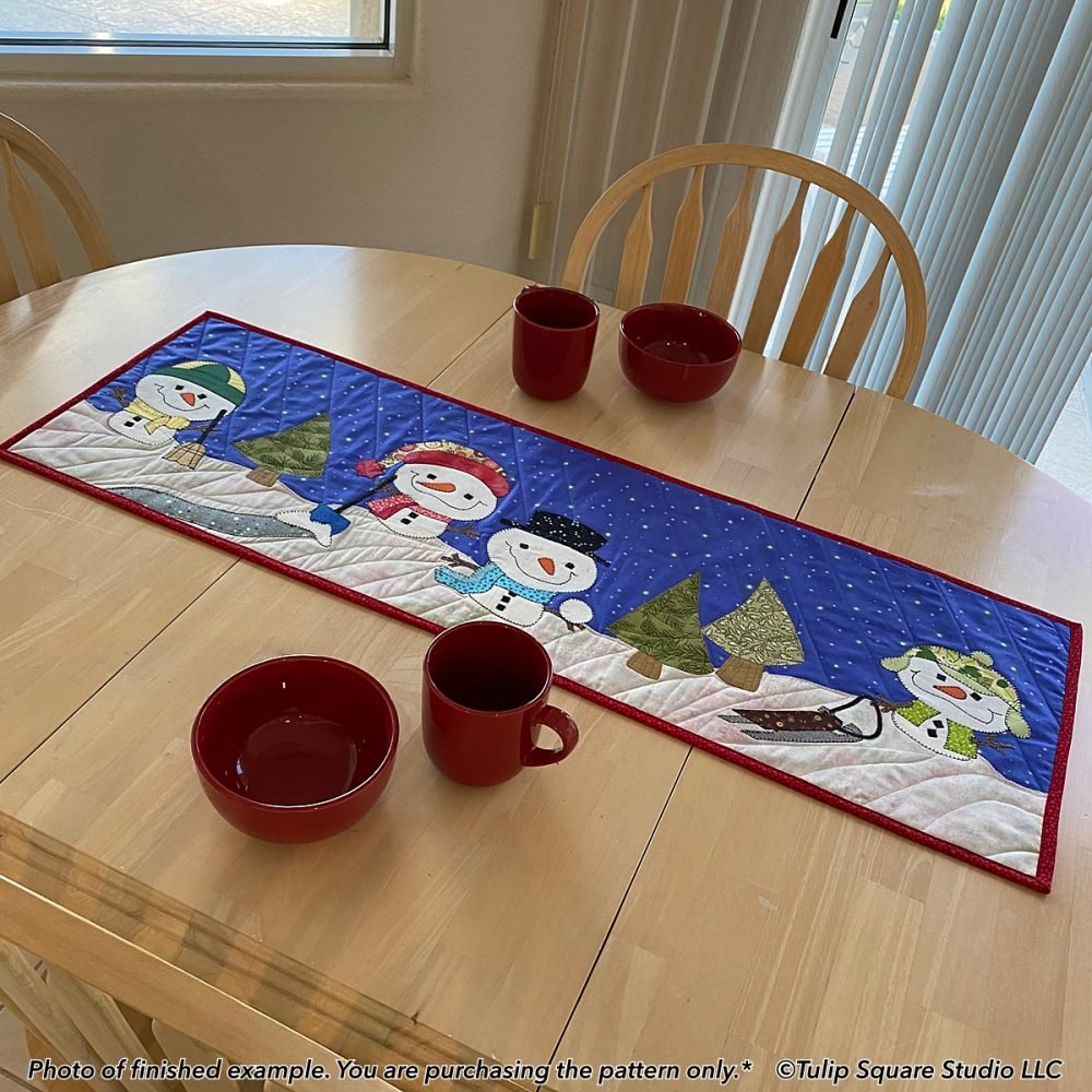 Frosty Friends Snowman Appliqué Winter Quilted Table Runner Pattern ...