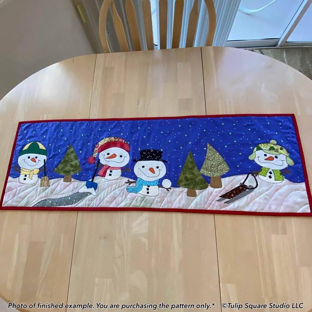 Frosty Friends Snowman Appliqué Winter Quilted Table Runner Pattern ...