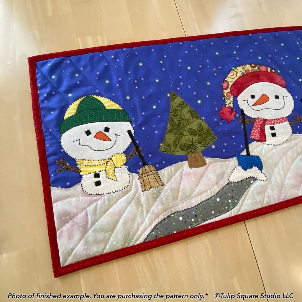 Frosty Friends Snowman Appliqué Winter Quilted Table Runner Pattern ...