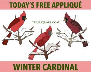 Free Bird Appliqué Pattern - Snowy Cardinal - TulipSquare.com