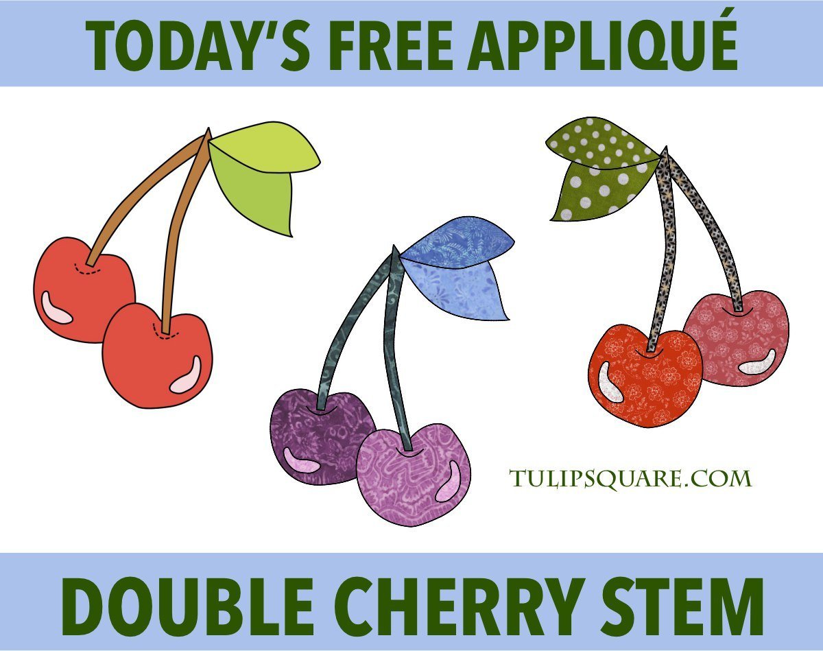 Free Cherries Appliqué Pattern - TulipSquare.com