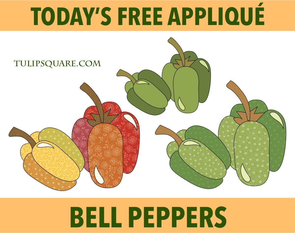 Free Vegetable Appliqué Pattern - Bell Peppers - TulipSquare.com