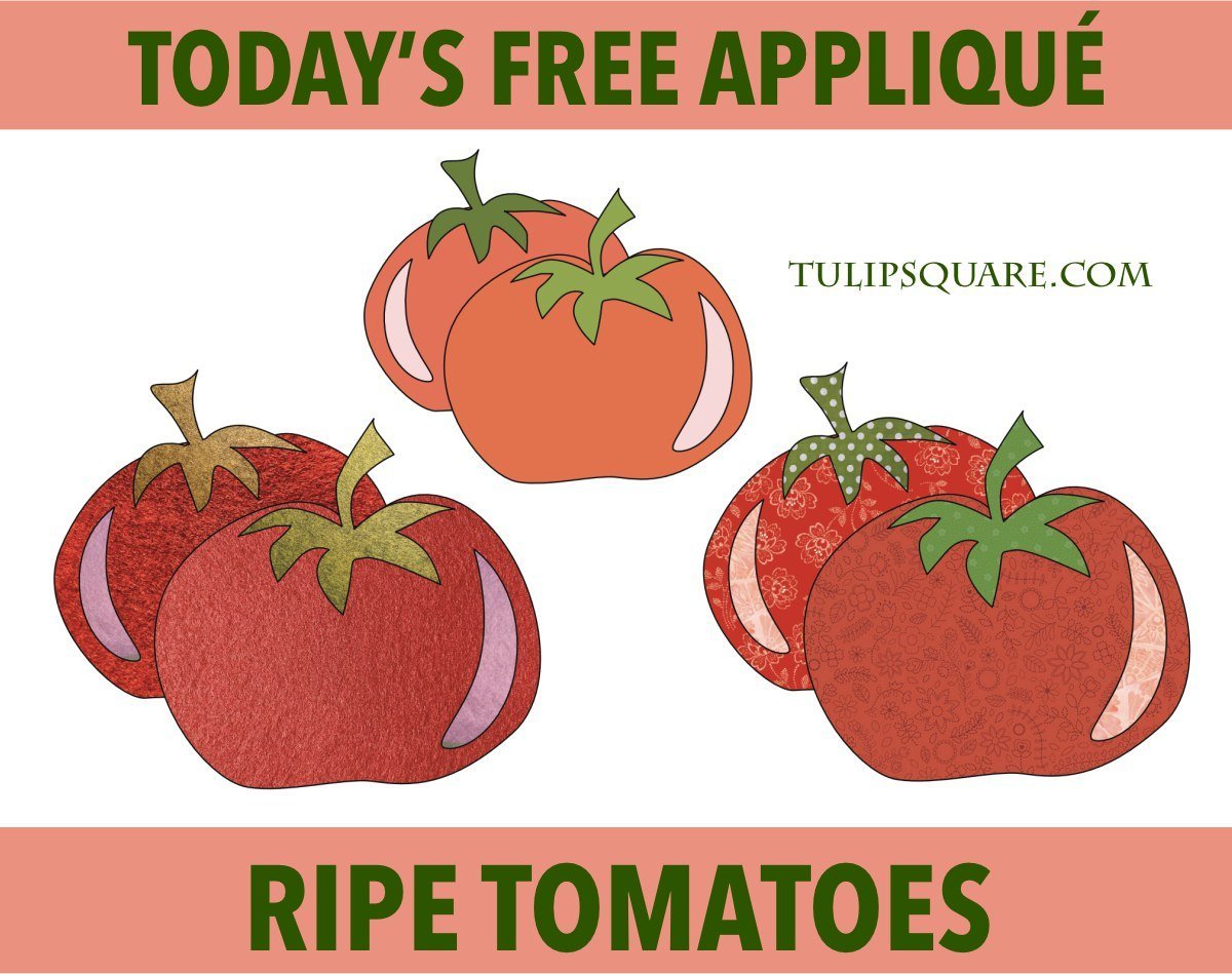 Free Vegetable Appliqué Pattern - Ripe Tomatoes - TulipSquare.com