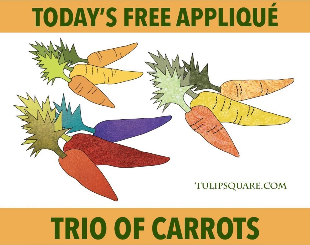 Free Vegetable Appliqué Pattern - Trio of Carrots - TulipSquare.com