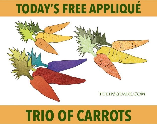 Free Vegetable Appliqué Pattern - Trio of Carrots - TulipSquare.com
