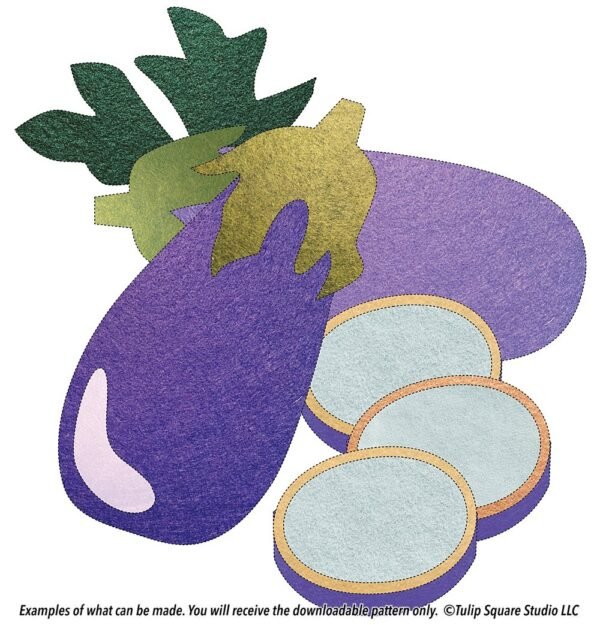 Free Vegetable Appliqué Pattern - Aubergine Eggplant - TulipSquare.com