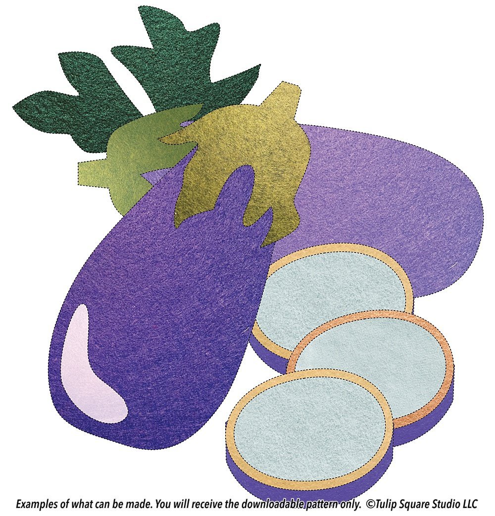 Free Vegetable Appliqué Pattern - Aubergine Eggplant - TulipSquare.com