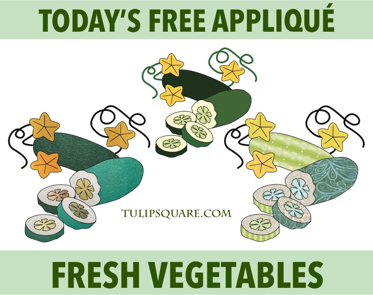 Free Vegetable Appliqué Pattern - Cucumber or Zucchini? - TulipSquare.com