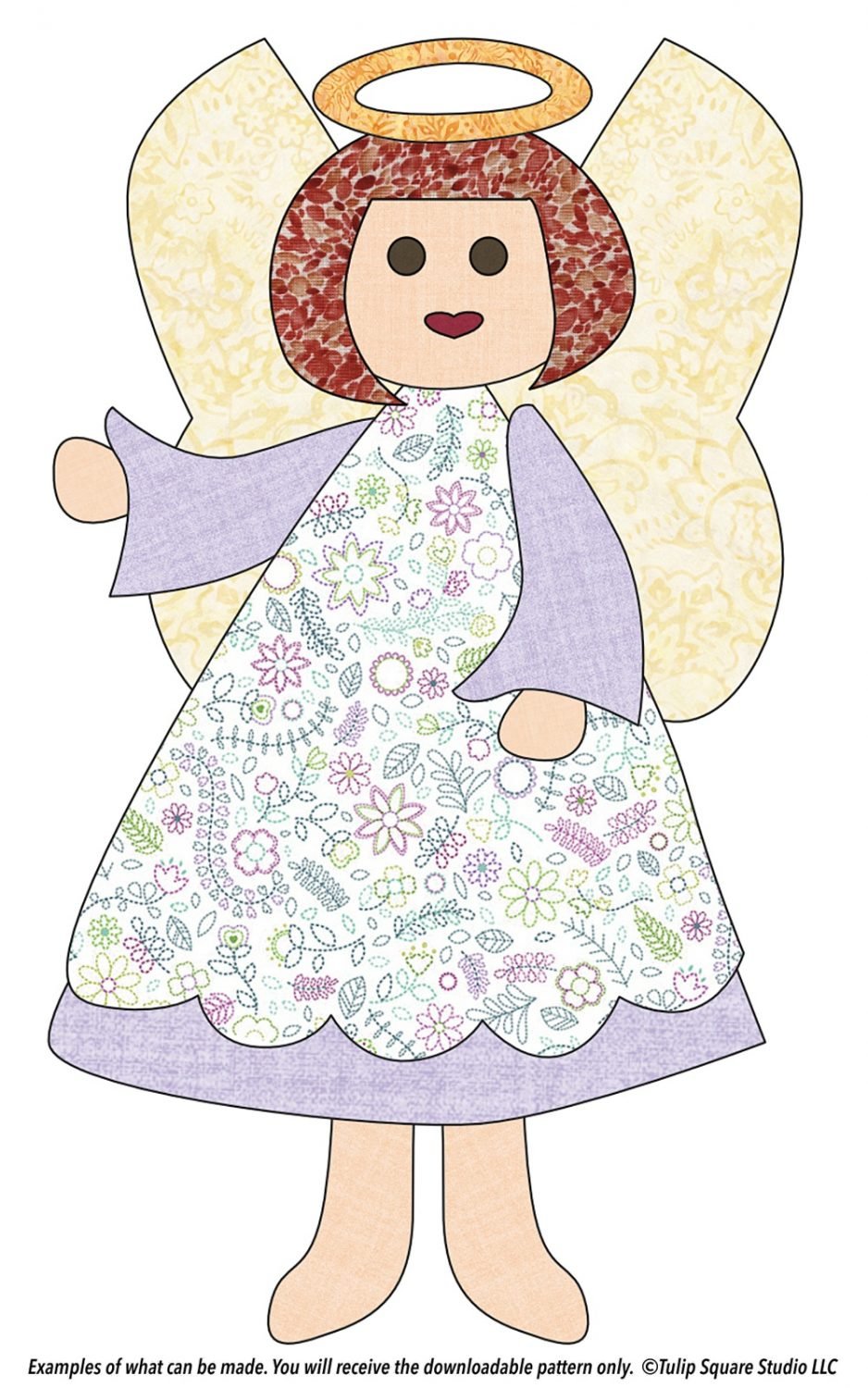 Free Christmas Appliqué Pattern - Angel Ornament - TulipSquare.com