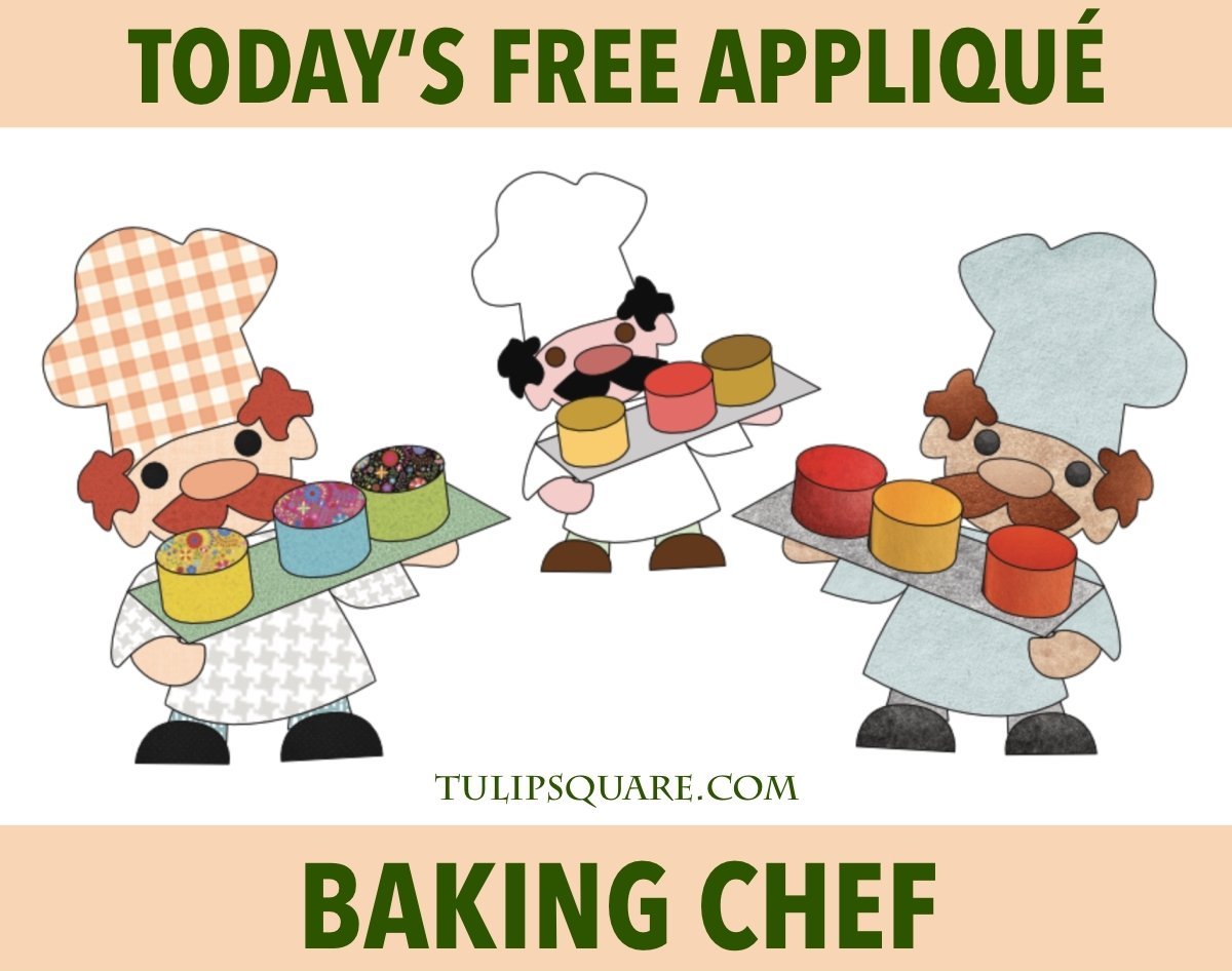 Free Appliqué Pattern for Kitchens - Baking Chef - TulipSquare.com