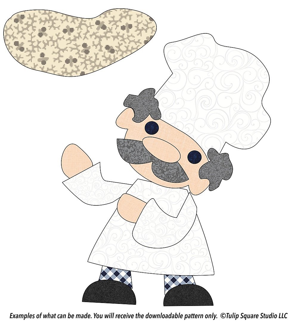 Free Appliqué Pattern for Kitchens - Pizza Chef - TulipSquare.com