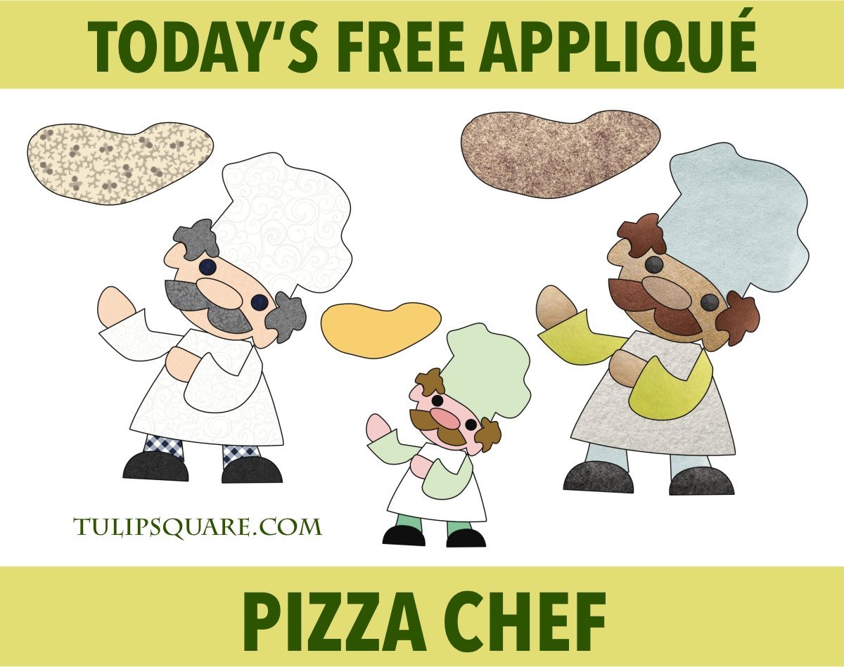 Free Appliqué Pattern for Kitchens - Pizza Chef - TulipSquare.com