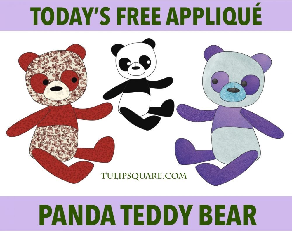 Free Appliqué Pattern - Panda Teddy Bear - TulipSquare.com