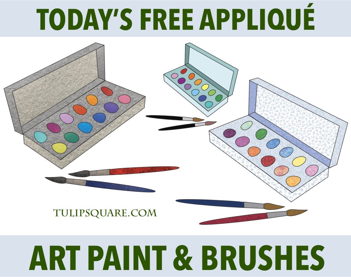Free Artist Appliqué Pattern - Art Paint Set & Brushes - TulipSquare.com