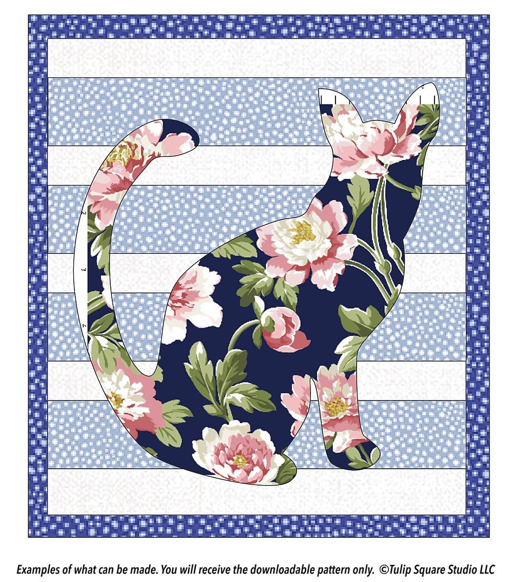 Free Cat Appliqué Pattern - Box Silhouette - TulipSquare.com