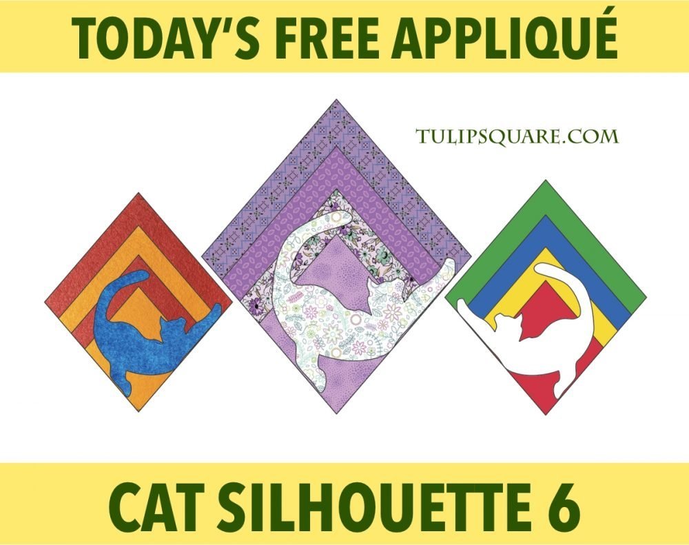 Free Cat Appliqué Pattern - Diamond Silhouette - TulipSquare.com