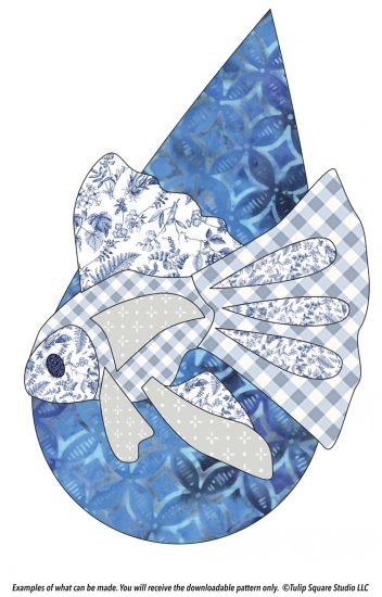 Free Sea Creatures Appliqué Pattern - Fancy Goldfish - TulipSquare.com