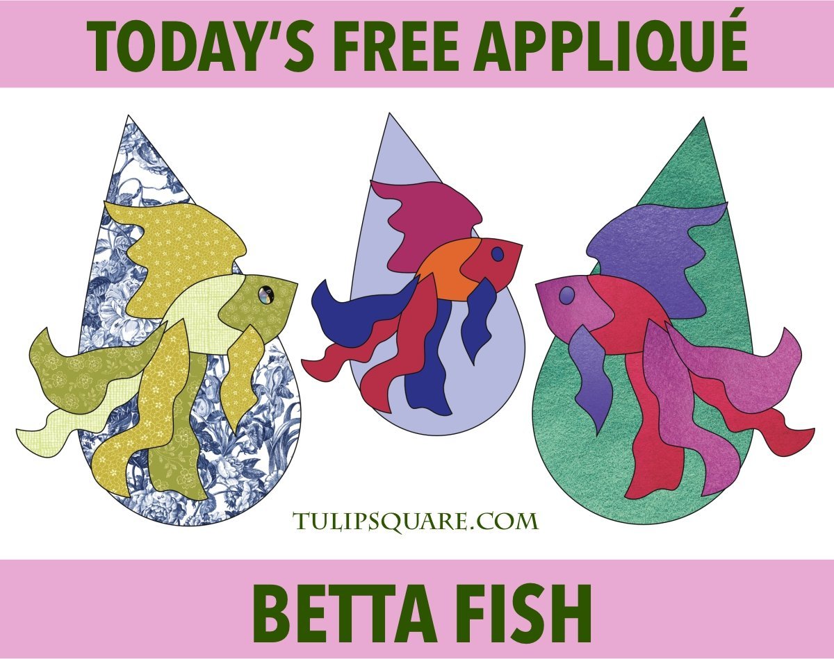 Free Sea Creatures Appliqué Pattern - Betta Fish - TulipSquare.com