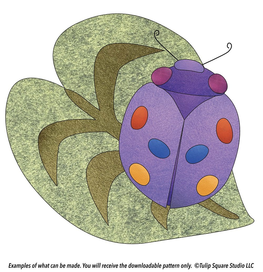 Free Insect Appliqué Pattern - Ladybug Beetle on a Leaf - TulipSquare.com