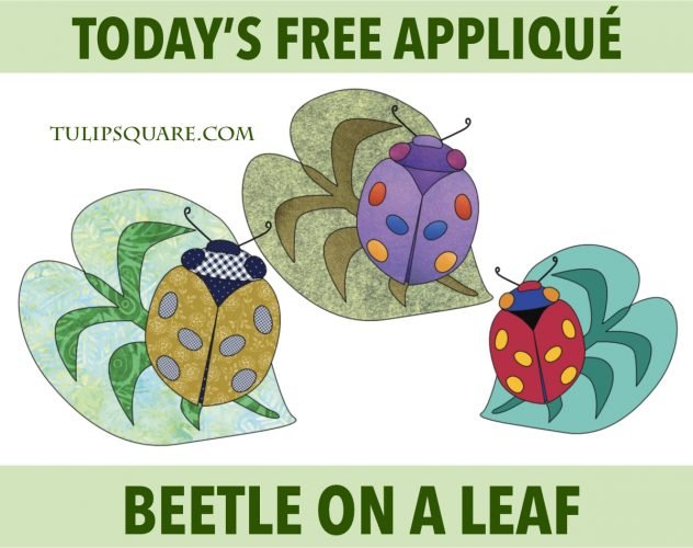 Free Insect Appliqué Pattern - Ladybug Beetle on a Leaf - TulipSquare.com