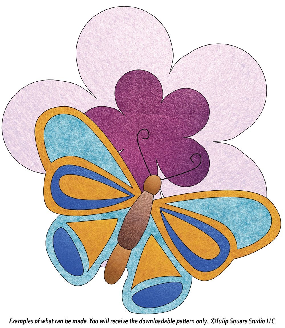 Free Insect Appliqué Pattern - Butterfly with Flower - TulipSquare.com