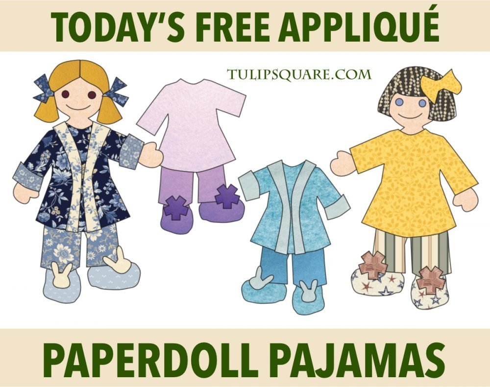 Free Appliqué Pattern - Paper Doll Pajamas - TulipSquare.com