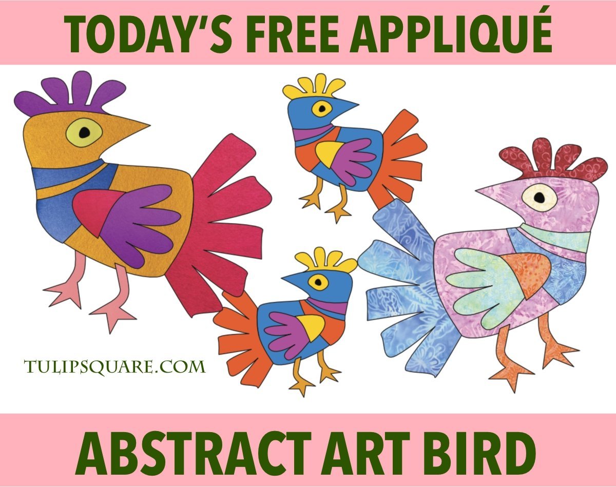 Free Appliqué Pattern - Abstract Art Bird - TulipSquare.com