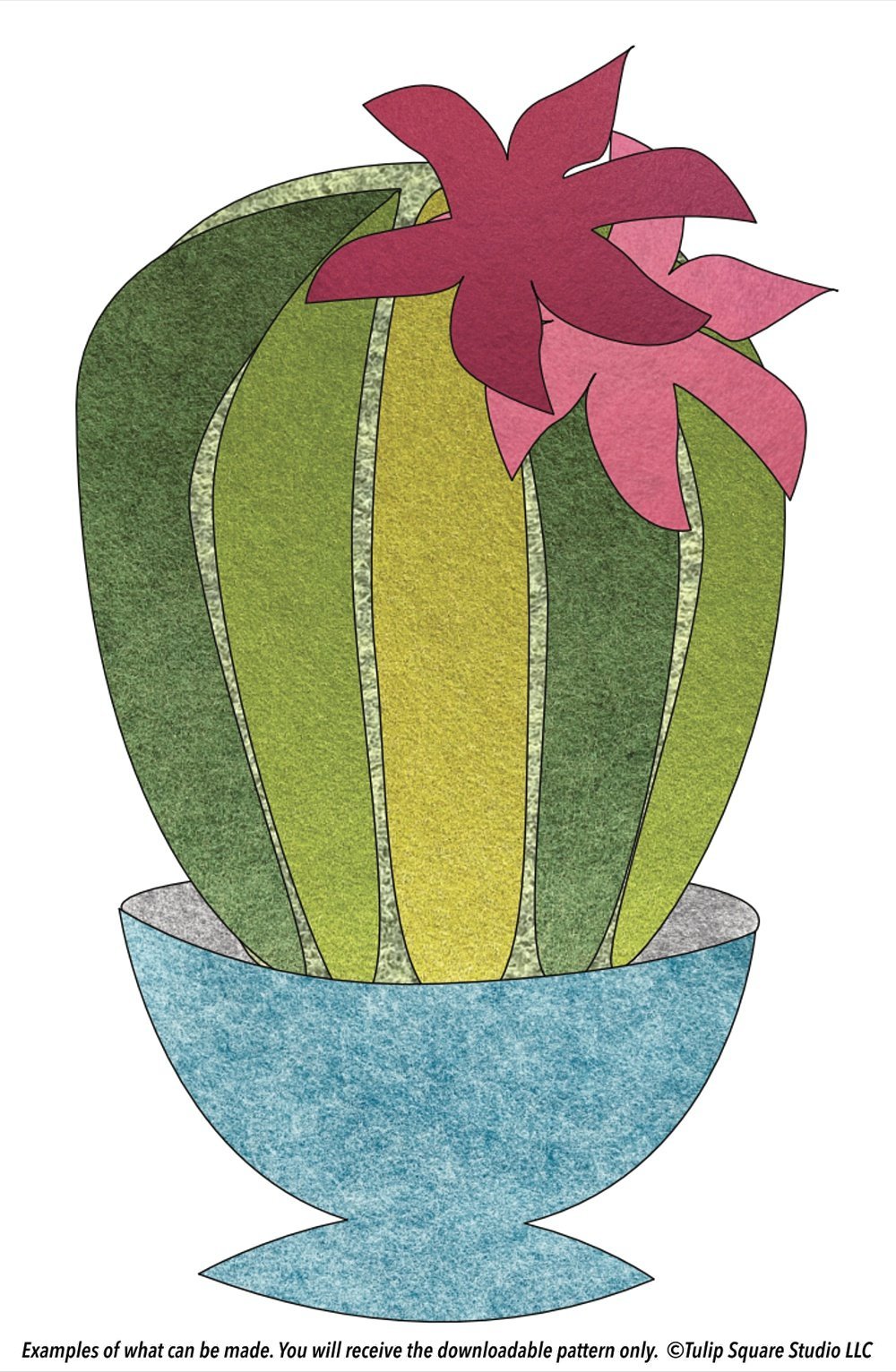 Free Appliqué Pattern - Potted Barrel Cactus - TulipSquare.com