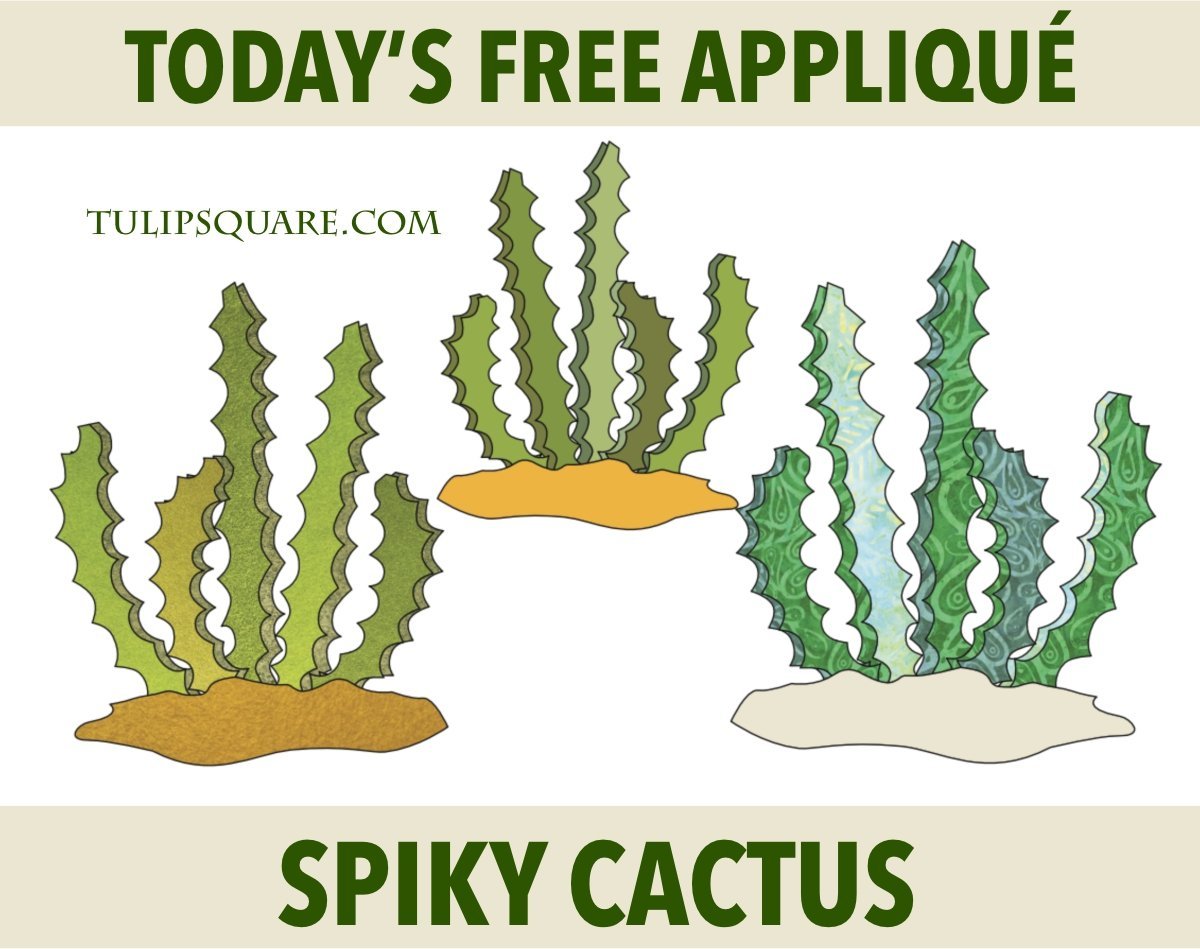 Free Appliqué Pattern - Spiky Cactus - TulipSquare.com