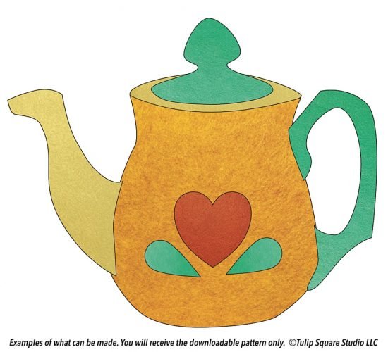 Free Appliqué Pattern - Heart Flower Teapot - TulipSquare.com
