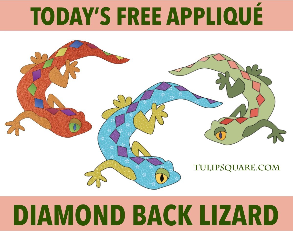 Free Appliqué Pattern - Diamond Back Lizard - TulipSquare.com