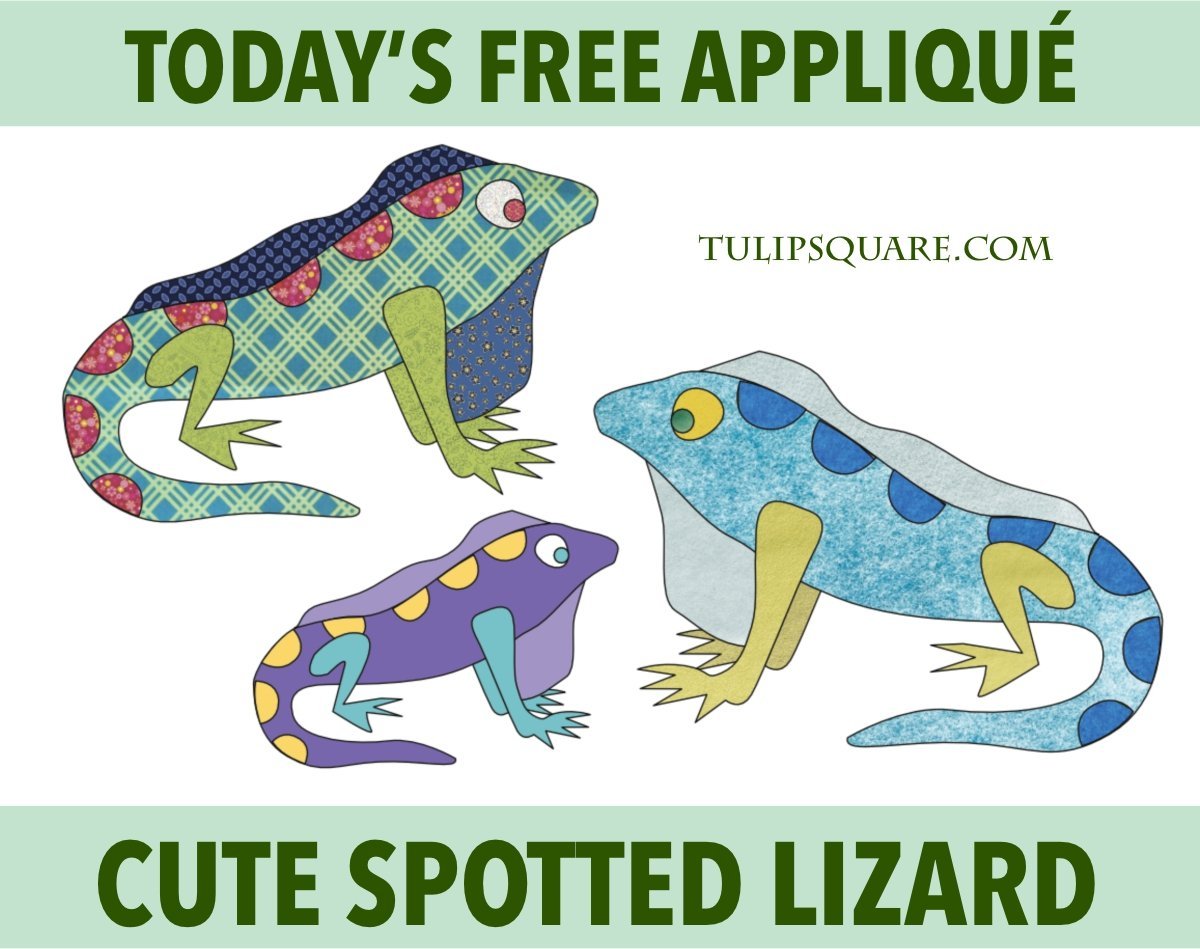 Free Appliqué Pattern - Cute Spotted Lizard - TulipSquare.com