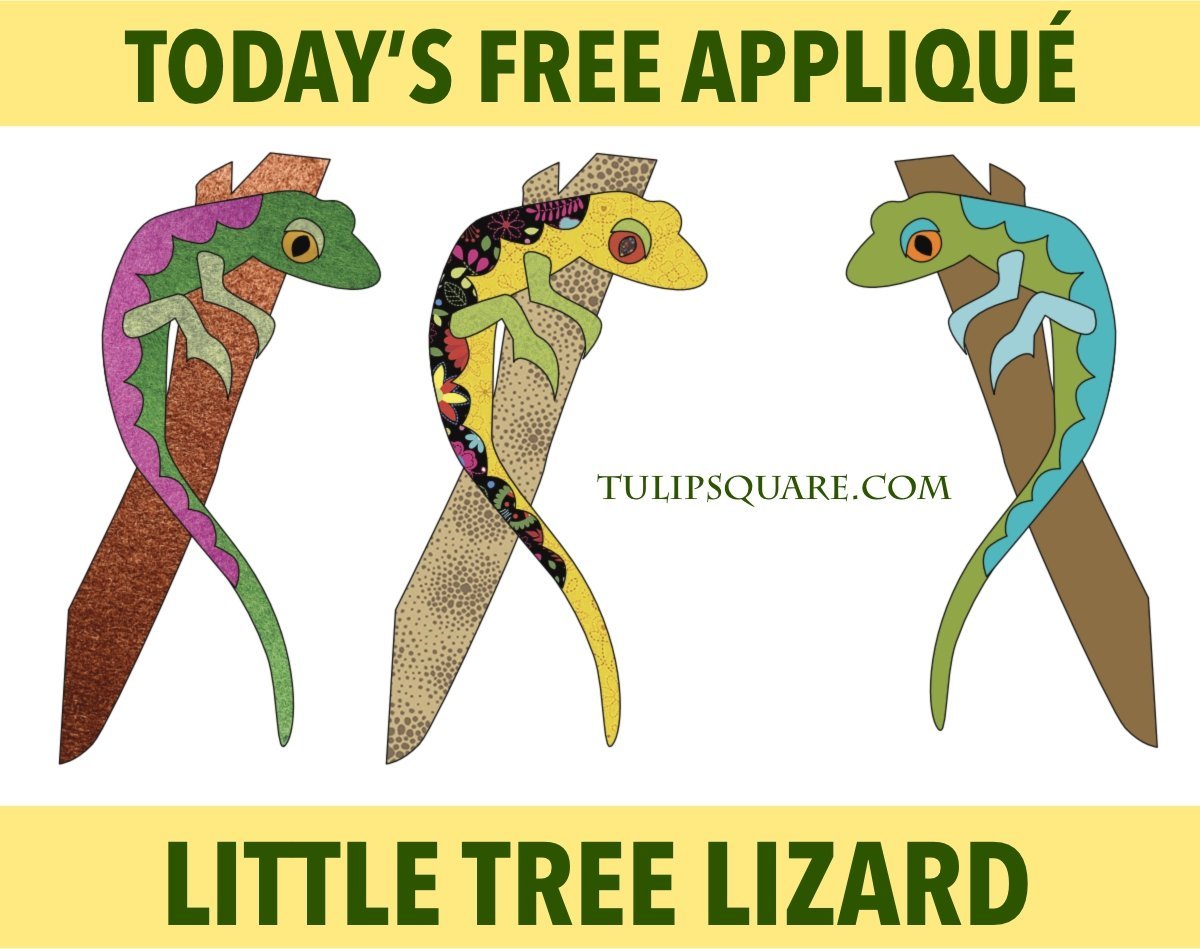 Free Appliqué Pattern - Little Tree Lizard - TulipSquare.com