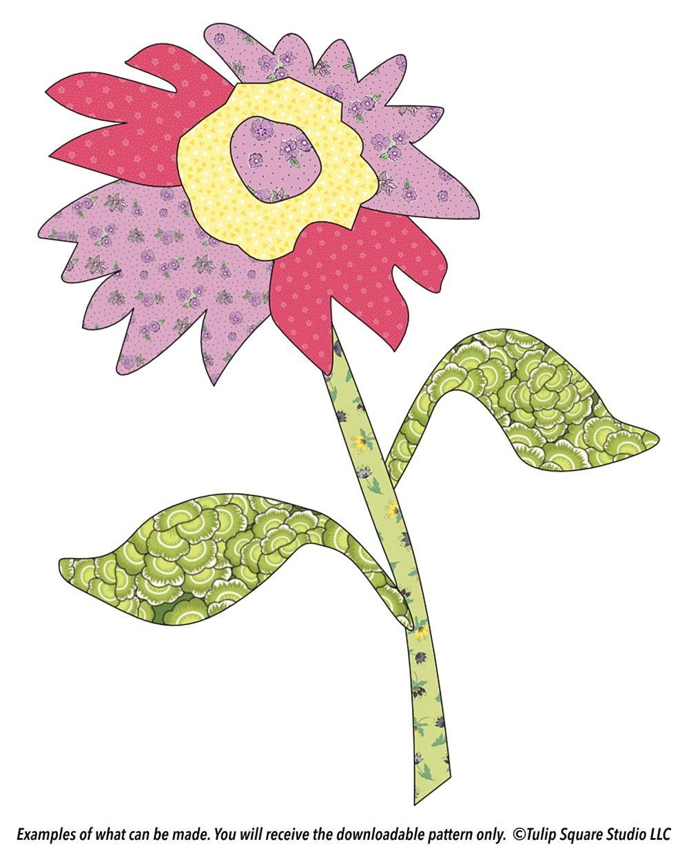 Free Appliqué Pattern - Single Stem Flower - TulipSquare.com